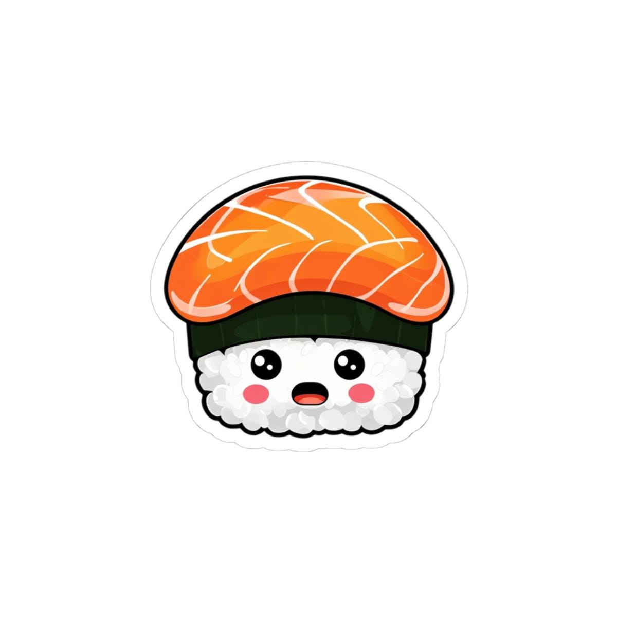 Kawaii Sushi Sticker , Cute Salmon Nigiri With Happy Face, Adorable ...