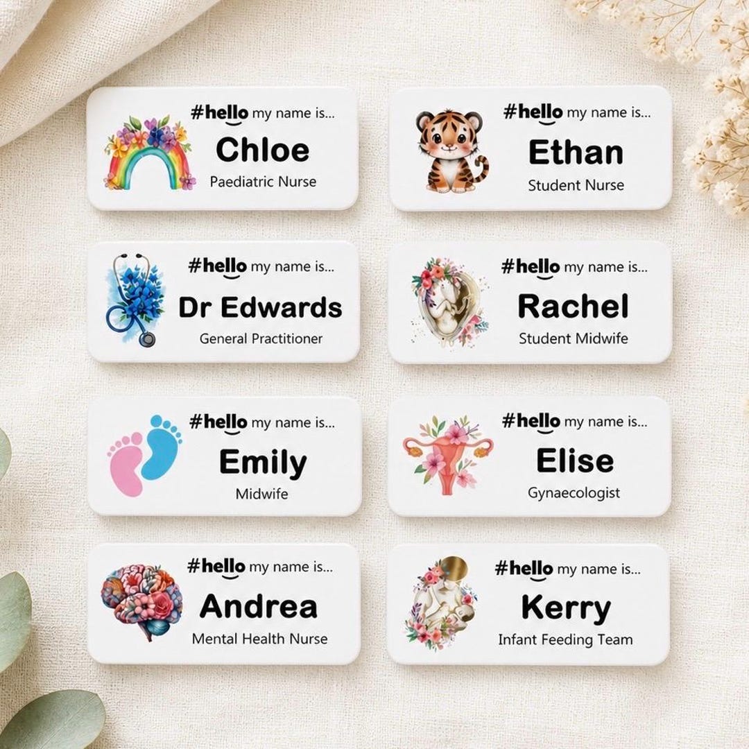 NHS Name Badge Personalised Acrylic Magnetic ID Tag for Healthcare ...
