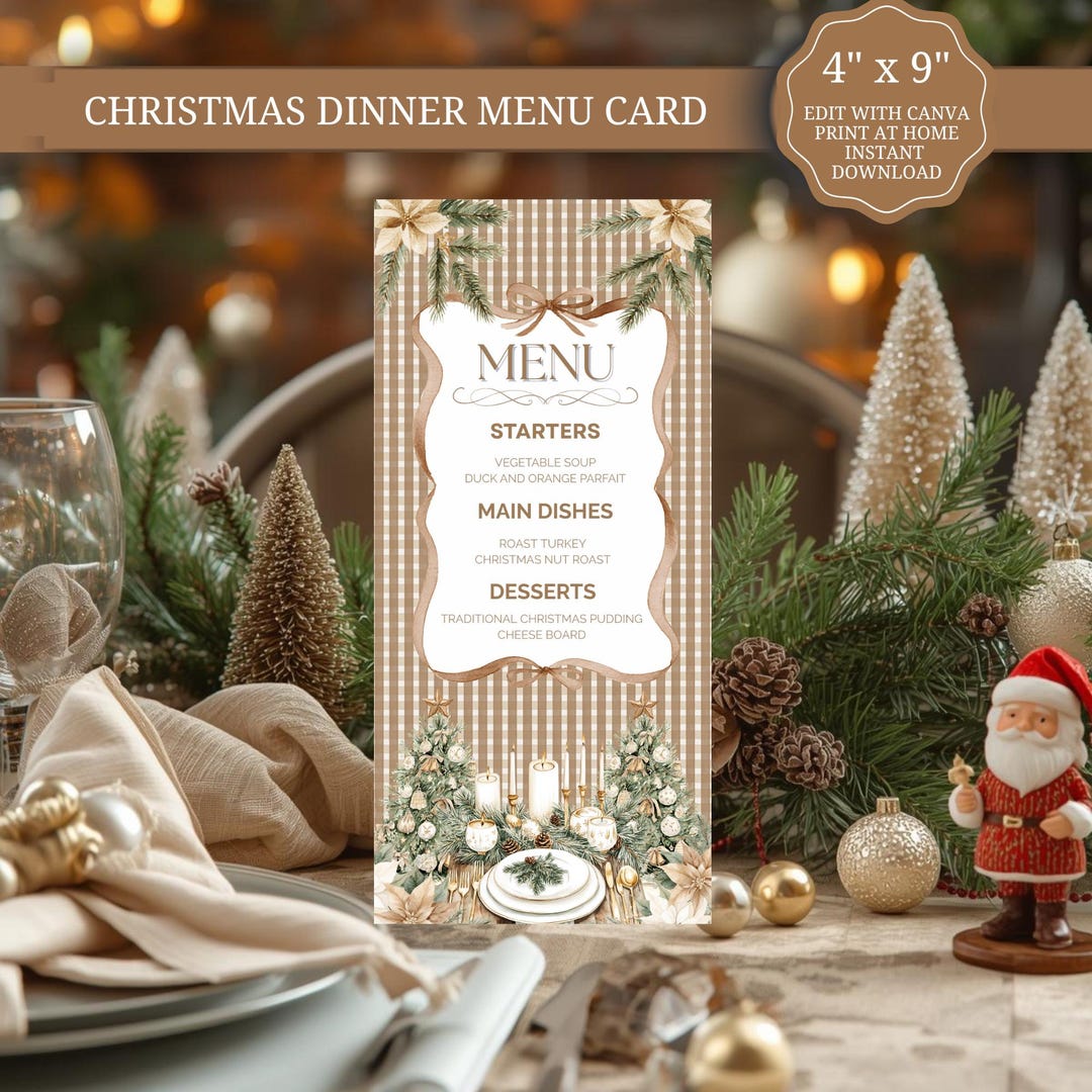 Christmas Dinner Menu Template | Printable Christmas Dinner Menu ...