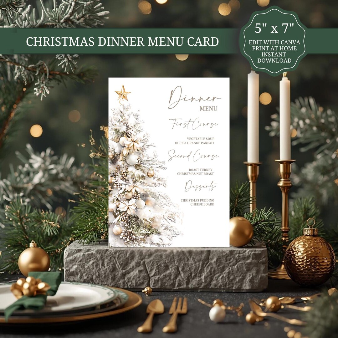 Christmas Dinner Menu Template | Printable Christmas Dinner Menu ...