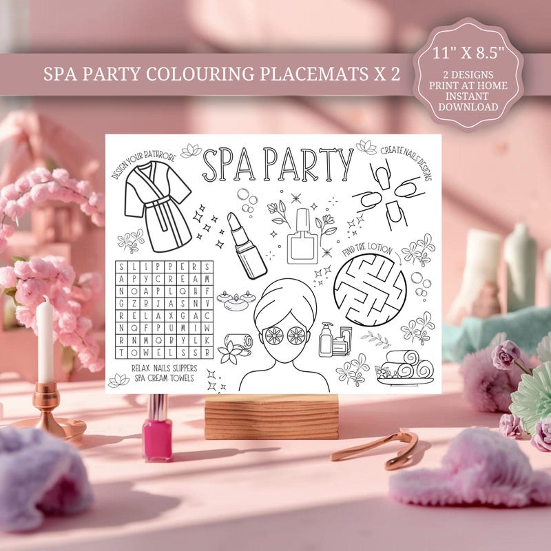 Coloring Pages Spa Party - Etsy UK