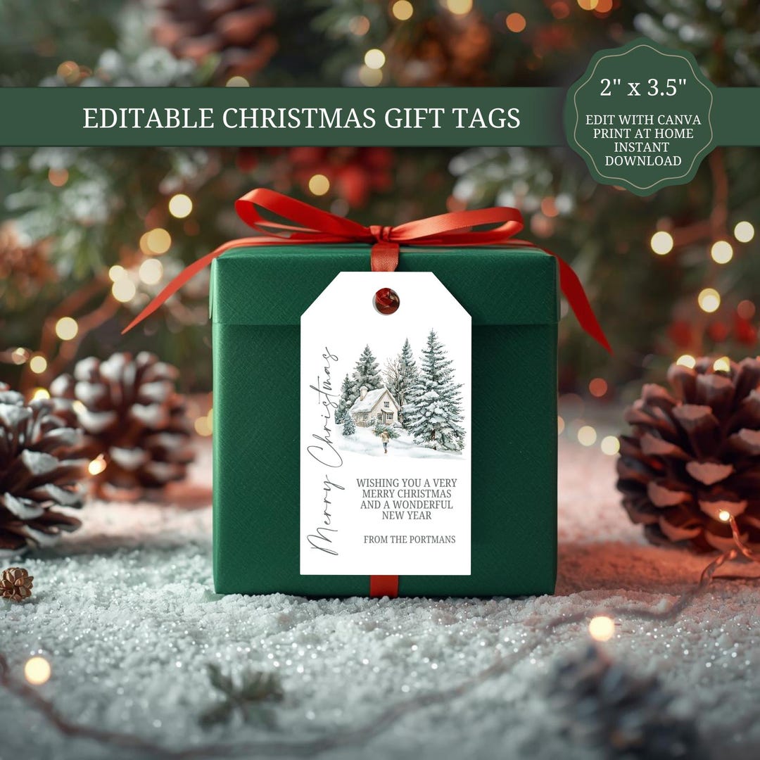 Editable Christmas Gift Tag | Personalised Name Label | Holiday Name ...