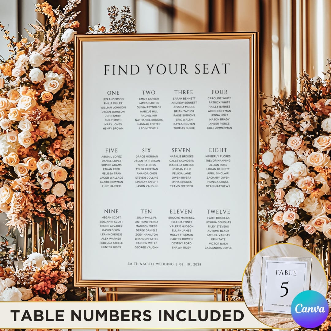Find Your Seat Wedding Seating Chart Sign Wedding Reception Table ...