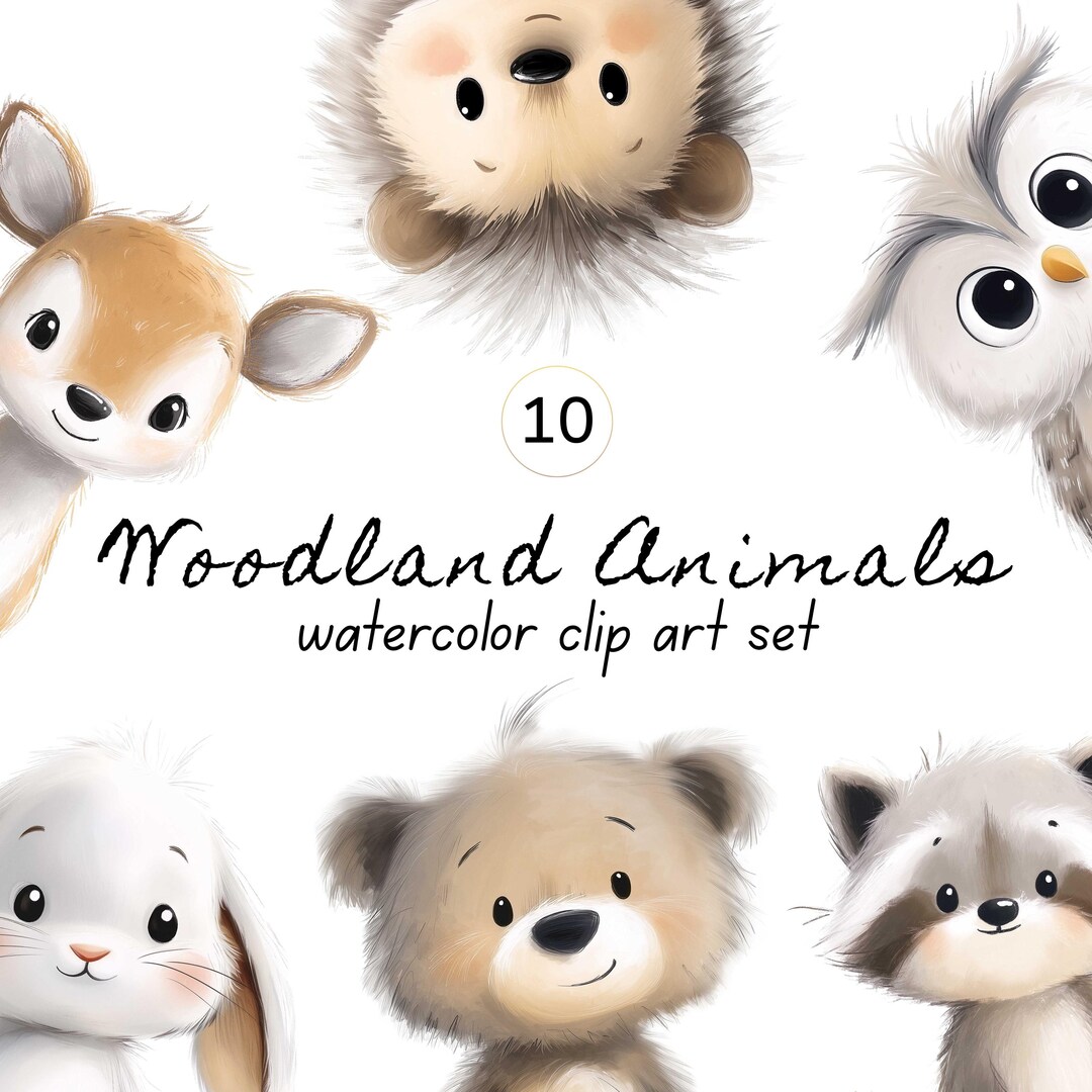 Woodland Animals Watercolor Clipart Set - Etsy