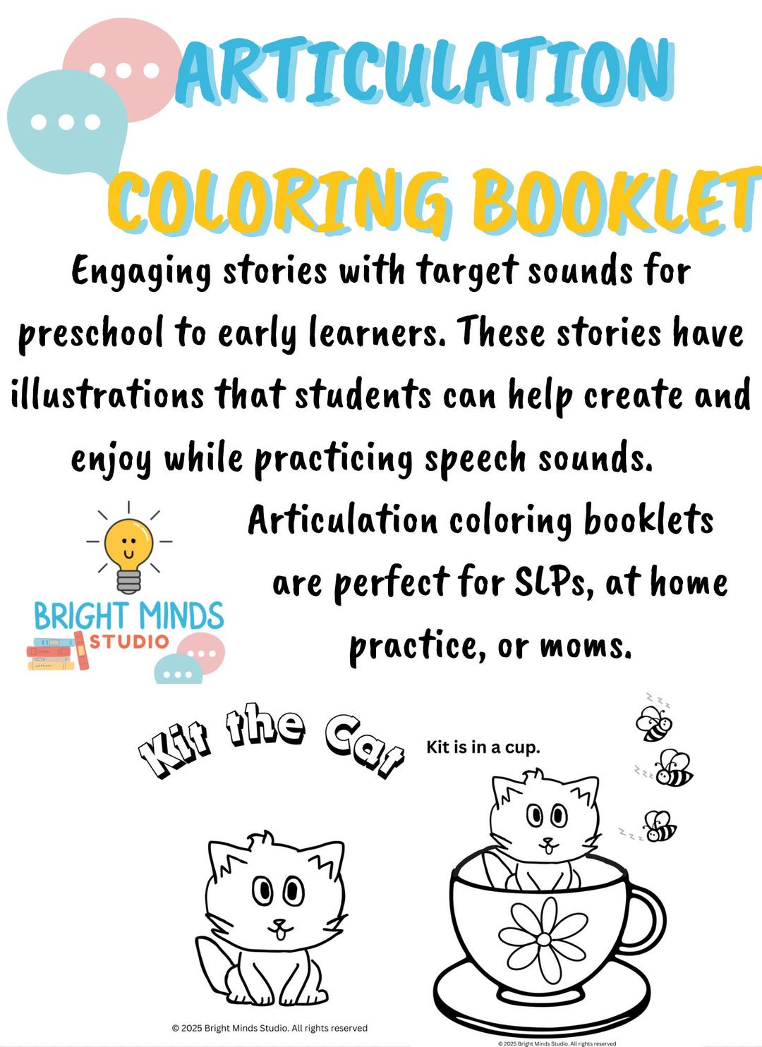 Articulation Coloring Booklet. for Use in Speech, at Home, or in the ...