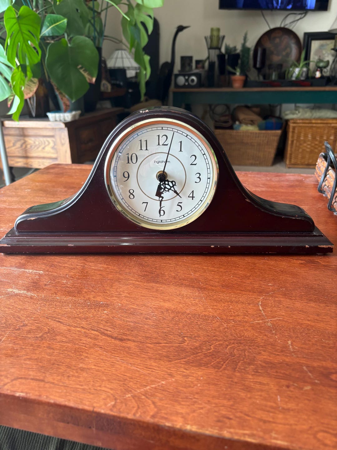 Ingraham Quartz Mantel Clock With Mahogany Finish. Vintage TESTED - Etsy