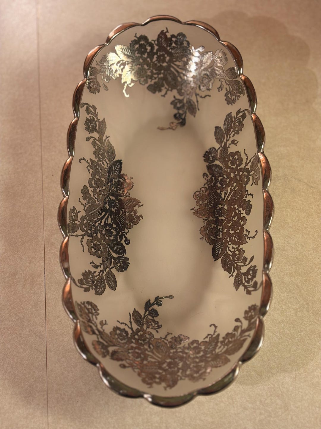 Silver Overlay Frosted Glass Celery Dish - Etsy