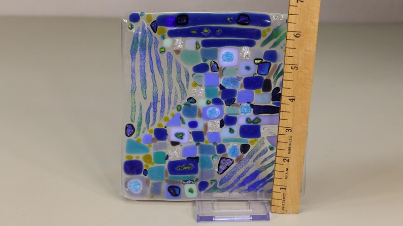 Fused Glasss Square Decorative Glass Dish. Stained Glass Plate. - Etsy