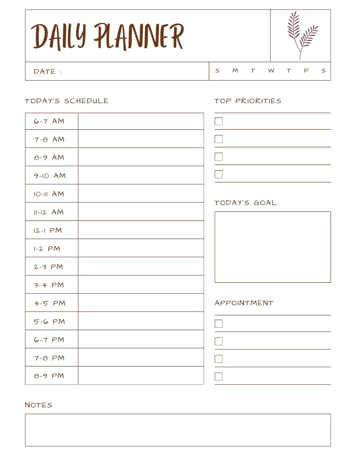 Minimalist Daily Planner Printable - Undated A4 & US Letter | Soft ...