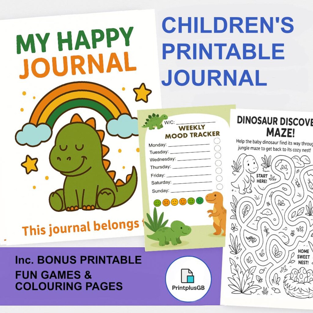 My Happy Journal: Dinosaur Printable for Boys and Girls | Mood Tracker ...