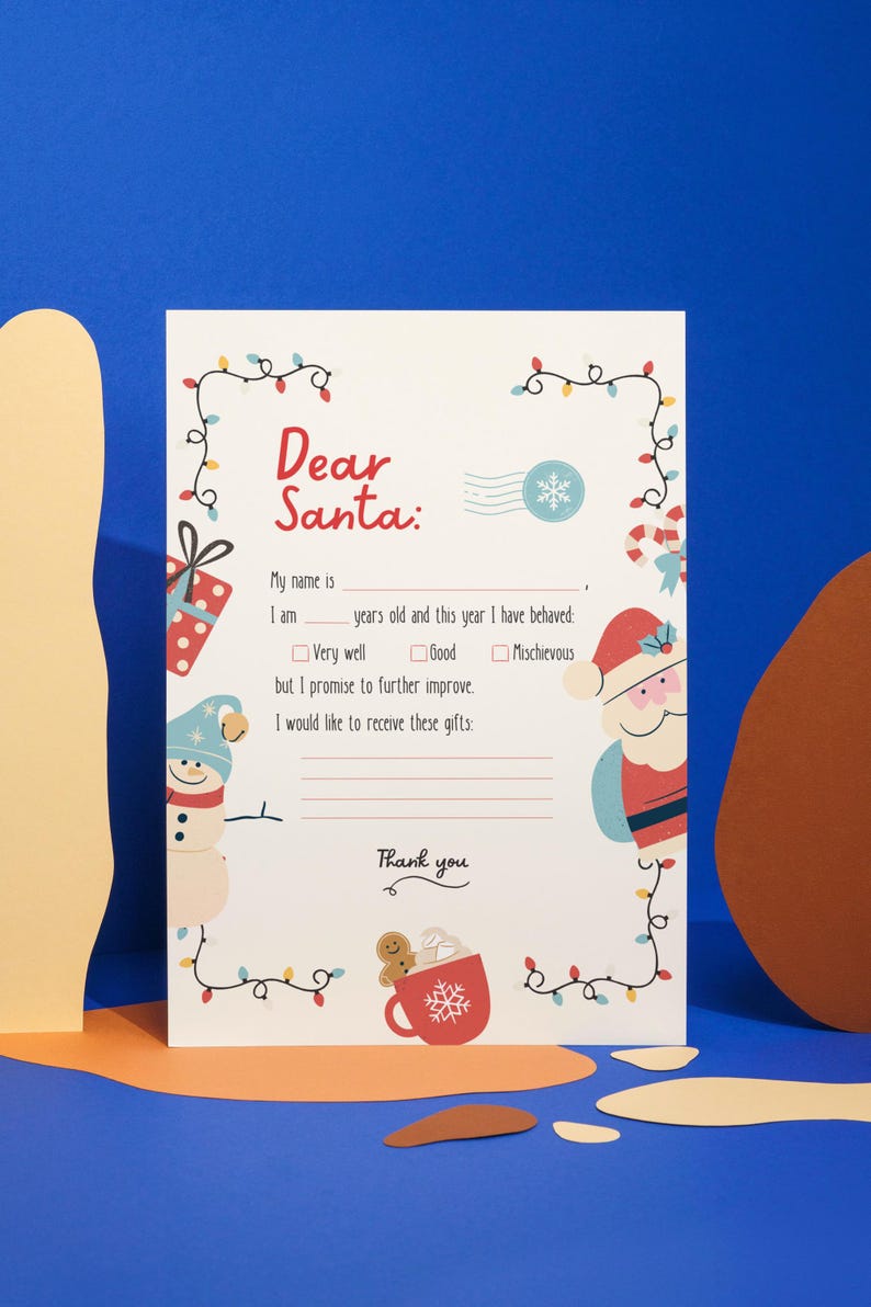 Letter to Santa | Cute Red Kids Christmas Stationery | Santa Letter ...
