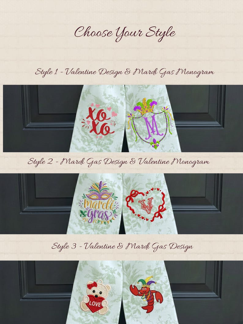 Valentine & Mardi Gras Wreath Sash – Personalized Fleur-de-lis Heart ...