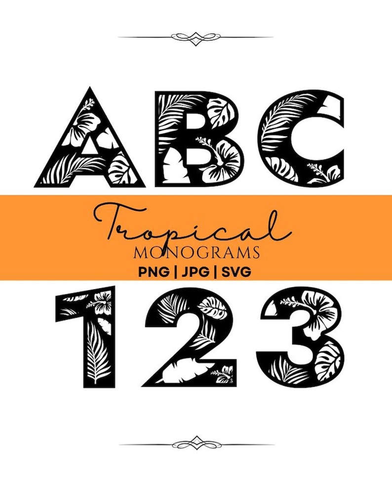 Tropical Alphabets, Summer Monograms, Bold Tropical Monograms ...