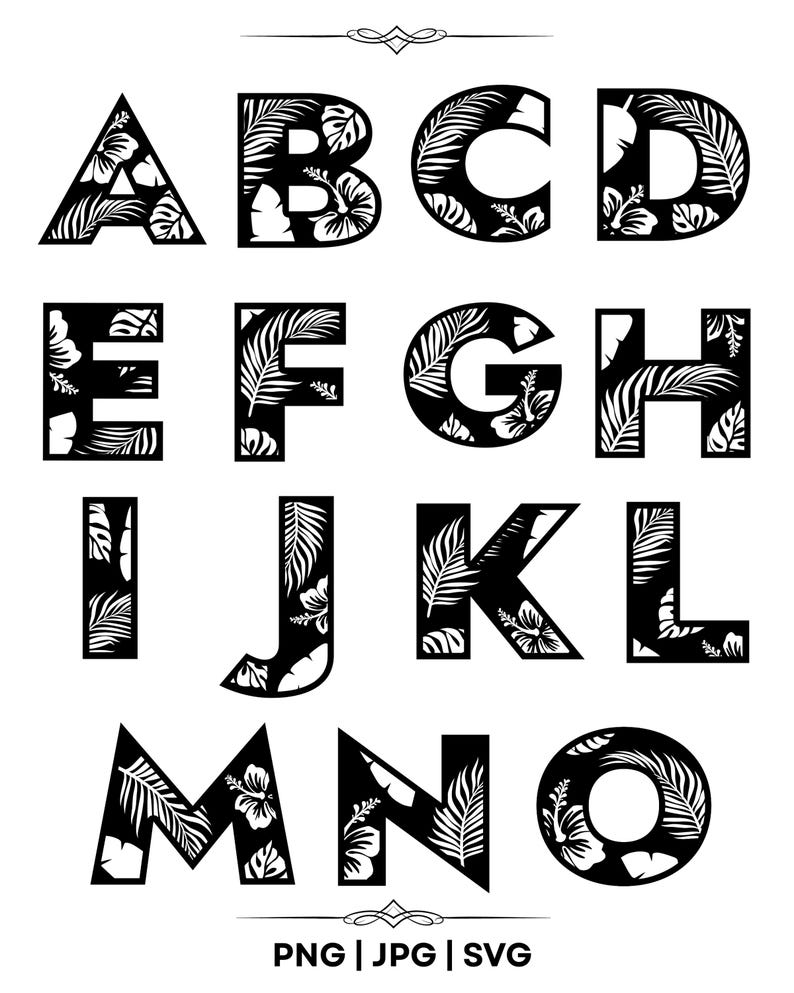 Tropical Alphabets, Summer Monograms, Bold Tropical Monograms ...