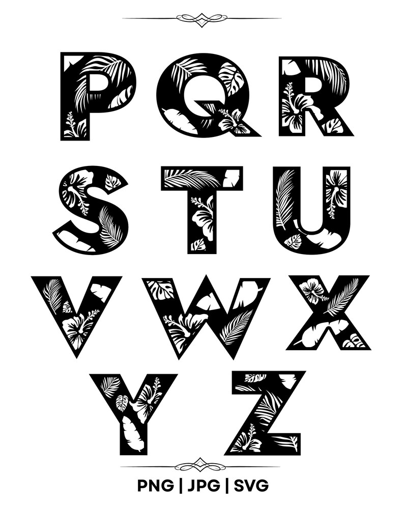 Tropical Alphabets, Summer Monograms, Bold Tropical Monograms ...