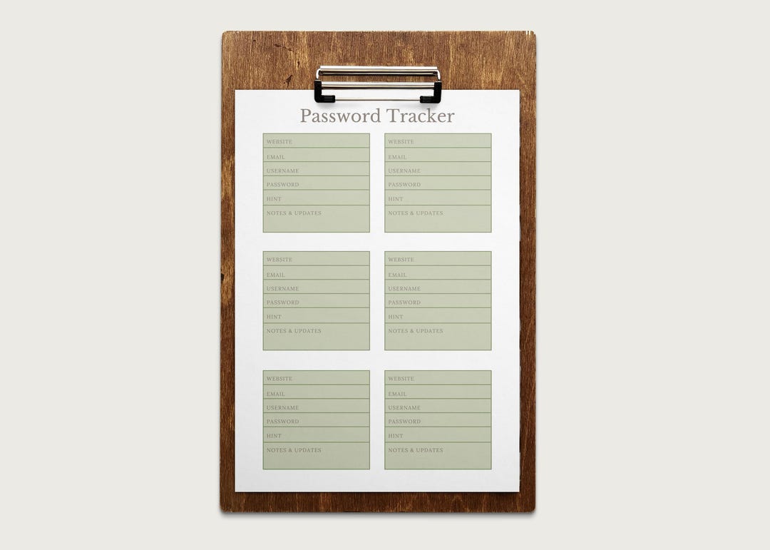 Printable Password Tracker: A4 PDF Digital Download - Etsy