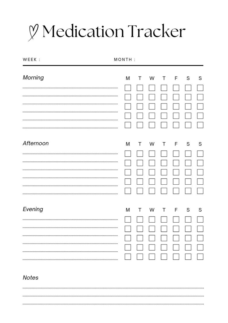 Printable Medication Tracker: Weekly Pill & Supplement Schedule (A4 PDF ...