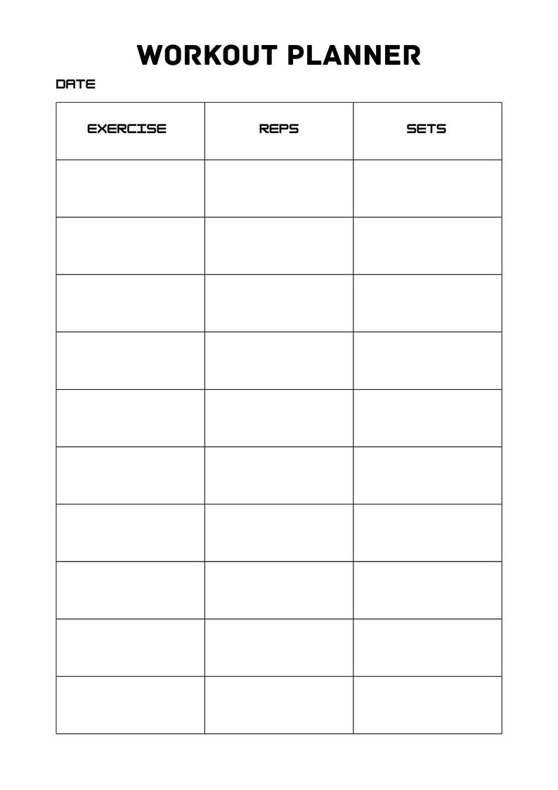 Printable Daily Workout Planner: Fitness & Gym Log (PDF) - Etsy
