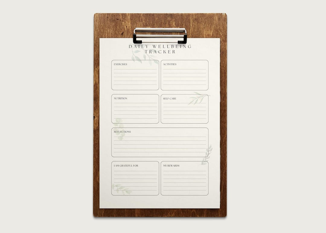 Printable Wellbeing Tracker | Daily Mindfulness Journal PDF | Self-care ...