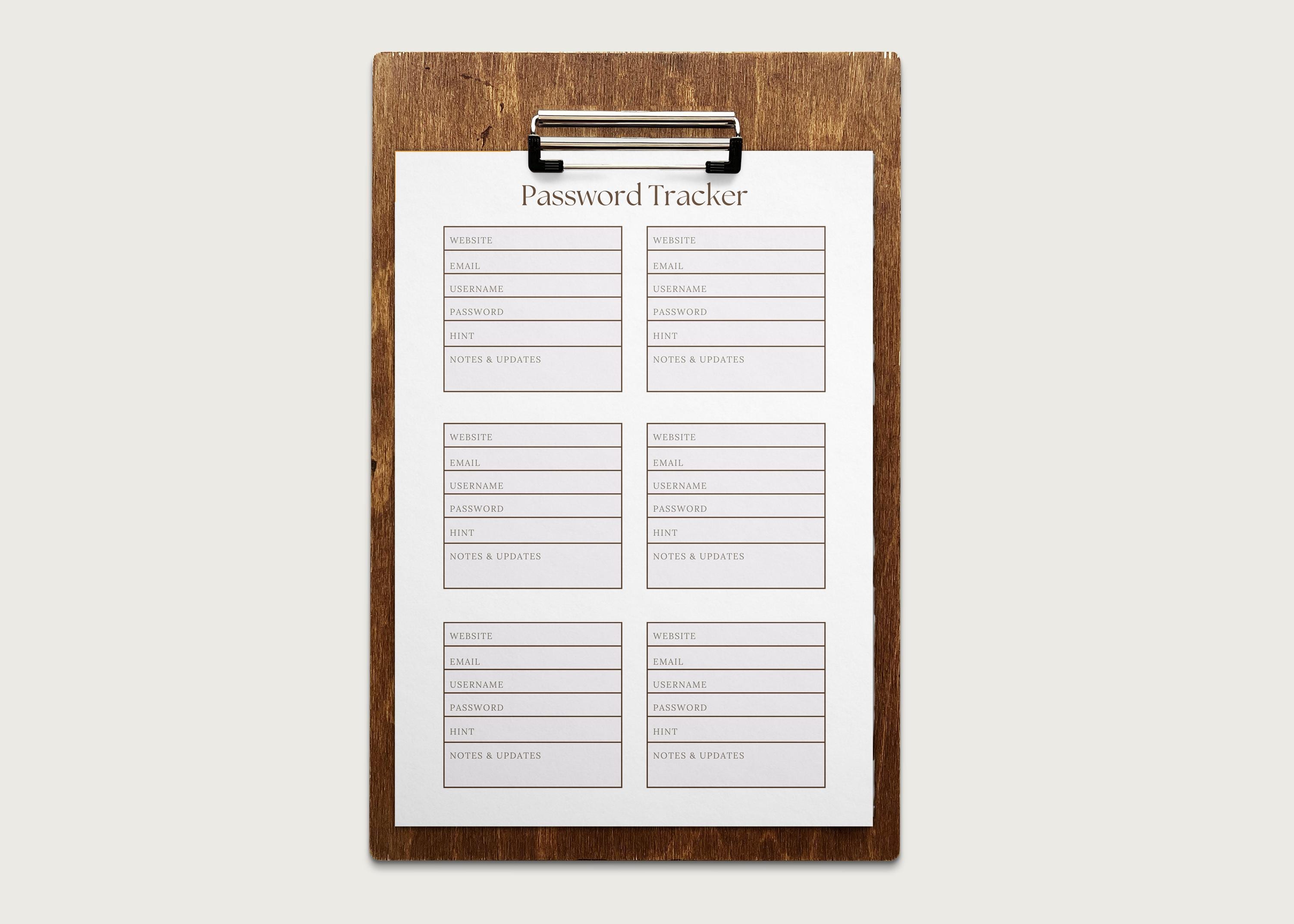Printable Password Tracker | Digital Password Log | A4 PDF Download ...
