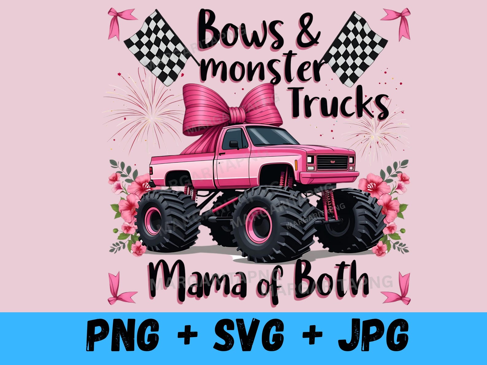 Coquette Bows and Monster Trucks PNG, Mama of Both PNG Design, Boy Mama ...
