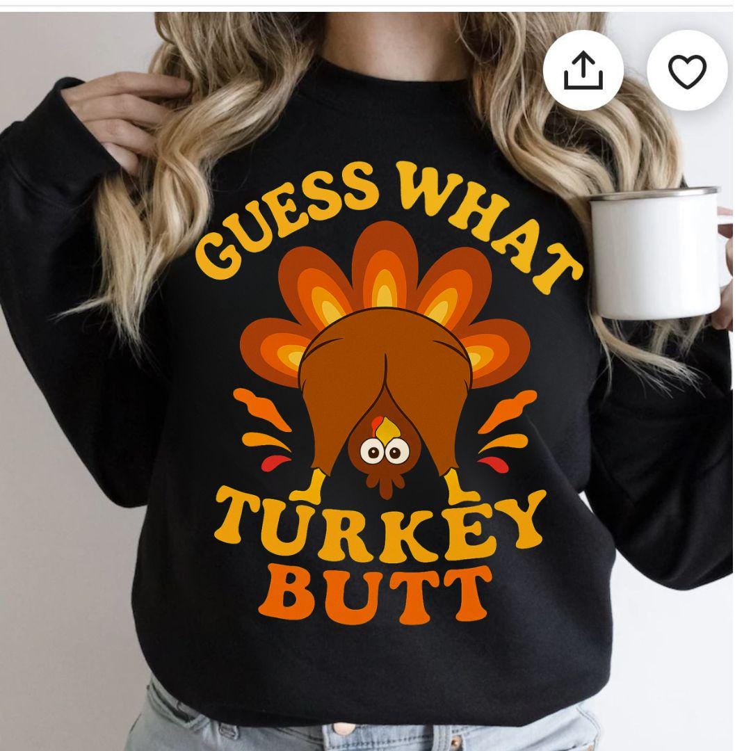Funny Turkey Butt Thanksgiving PNG, Trendy Fall Clipart (digital ...