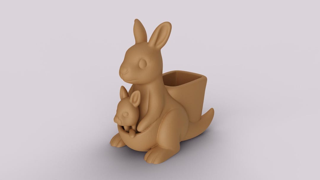 Cute Kangaroo Planter Pen Holder With Joey - 3D Printed Desk Organizer ...