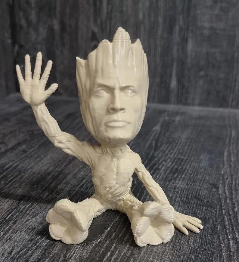Grock 3D Printed Figurine, Rock X Groot Hybrid (small, Medium, Large ...