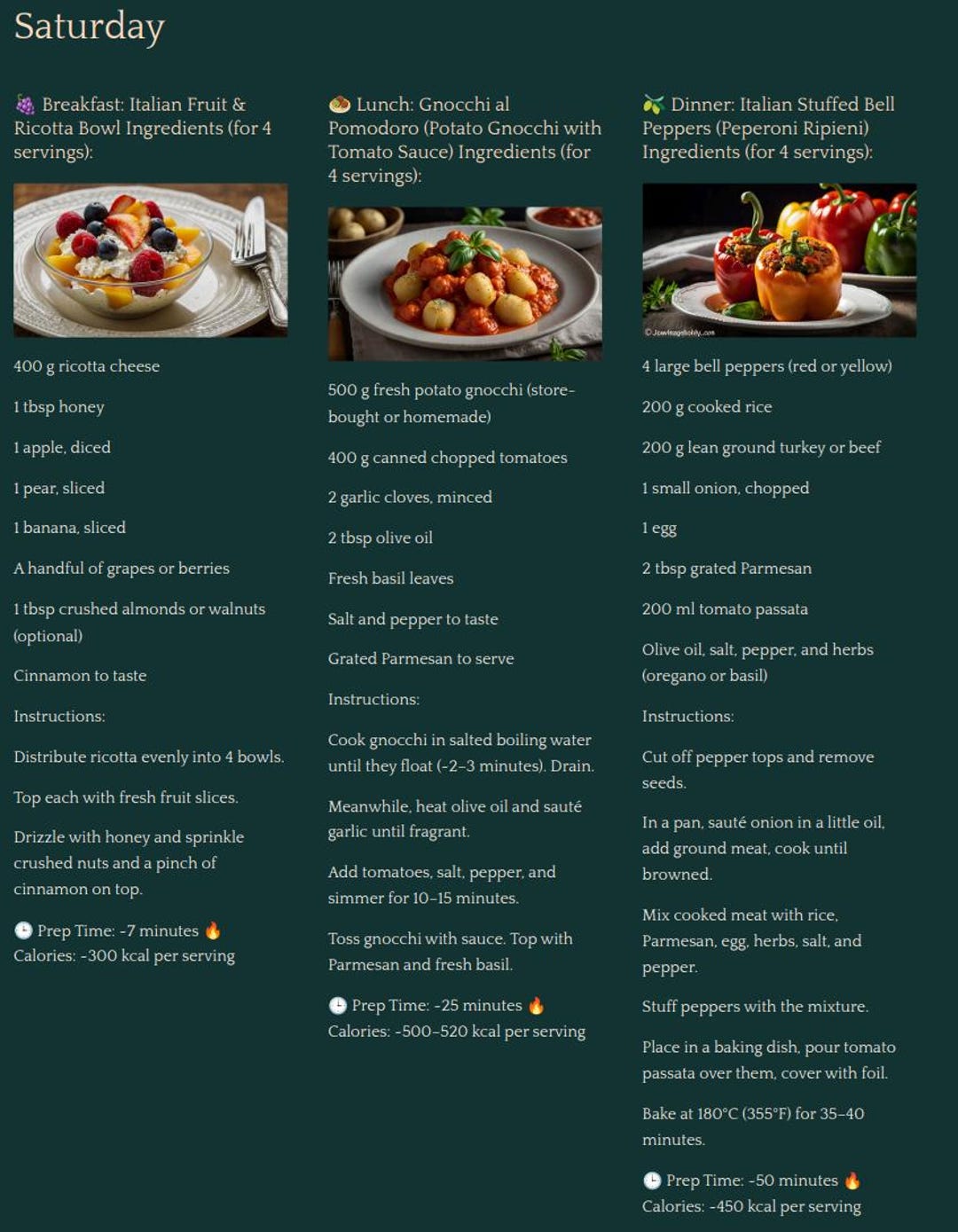 7-day Italian Meal Plan | Breakfast, Lunch, Dinner Recipes + Grocery ...