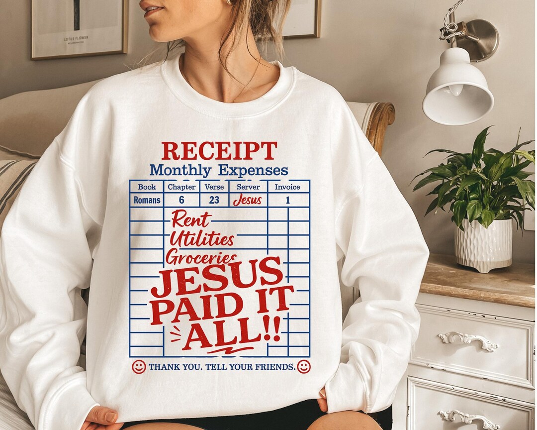Jesus Paid It All PNG: Christian Guest Check Shirt Design (digital ...