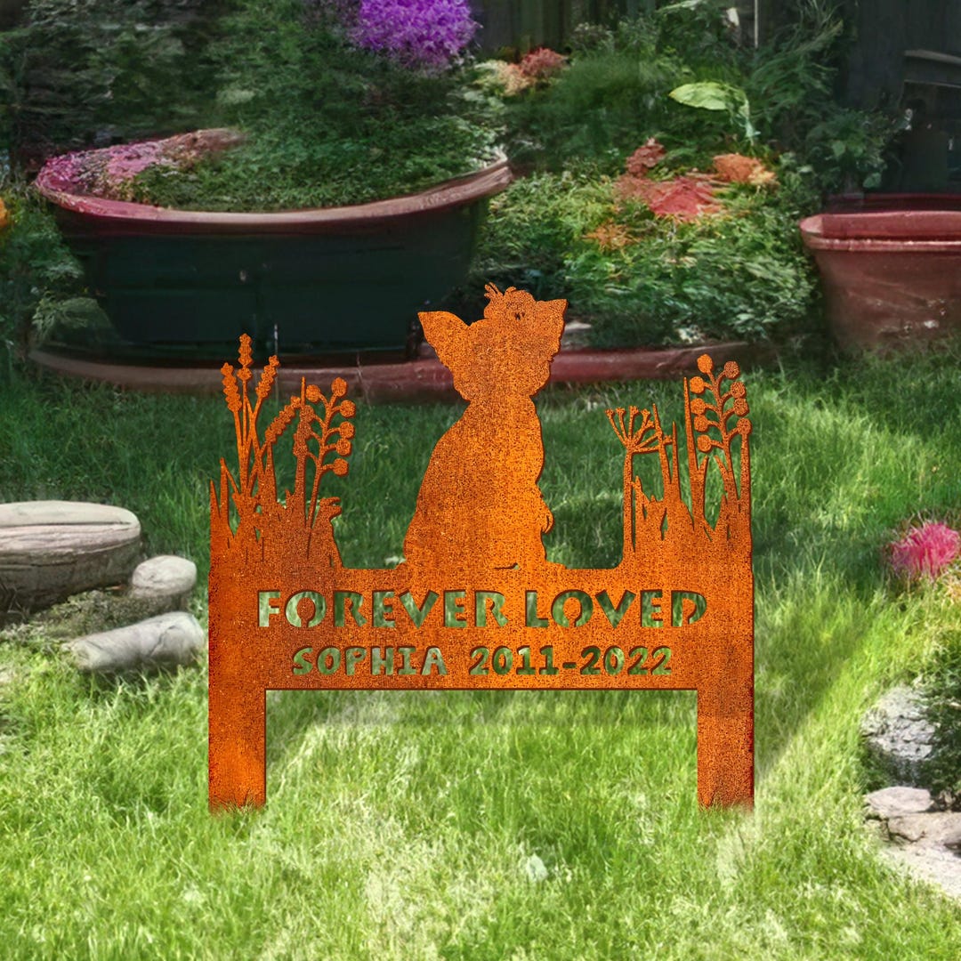 Personalized Yorkie Memorial Garden Stake Cut Metal Sign | Custom Dog ...