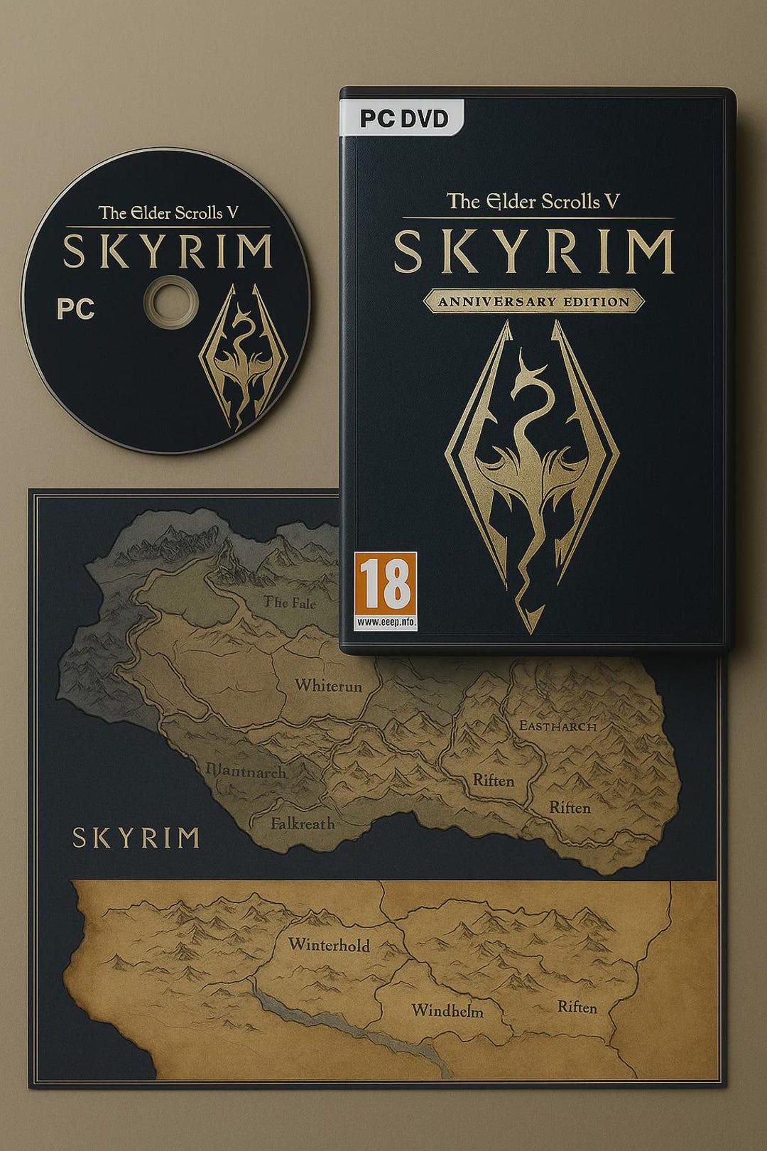 Skyrim Tribute Set | Fan-made Elder Scrolls Display Case + Dummy Disc ...