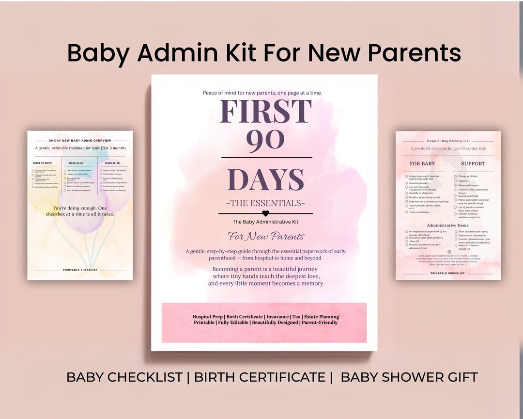 Hospital Bag Checklist Printable | Newborn Essentials | Baby Admin ...