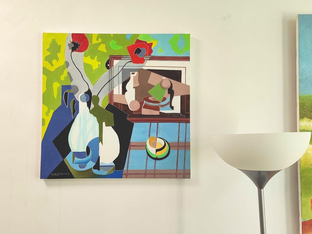 Juan Gris Style Oil Painting Still Life on Canvas (51x51 Cm) - Etsy