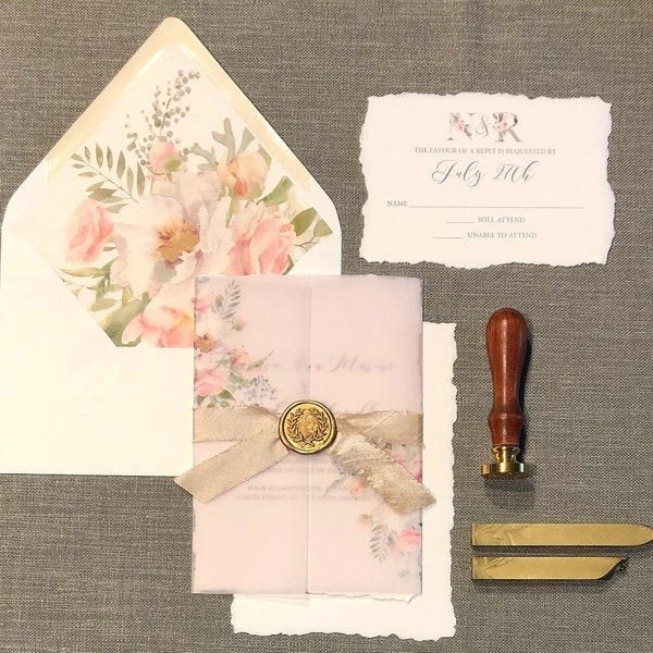 Vellum Invitations - Etsy