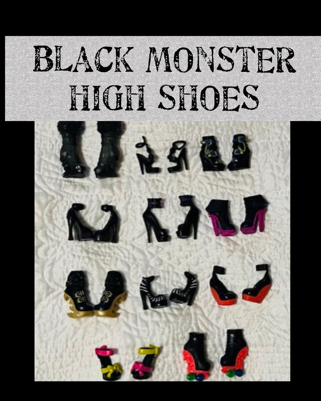 Original Shoes for Monster High Dolls/ Black Shoes/ Abbey/ CAM/ Howleen ...