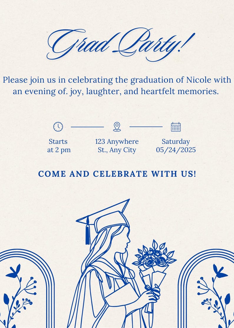 Editable Graduation Party Invitation Template | Class of 2025 Digital ...