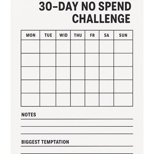 30-day No Spend Challenge Tracker - Etsy