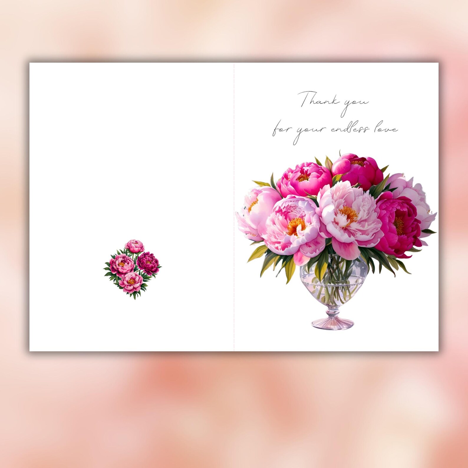 Mother's Day Card Printable | Thank You Mom Card | Peony Floral ...