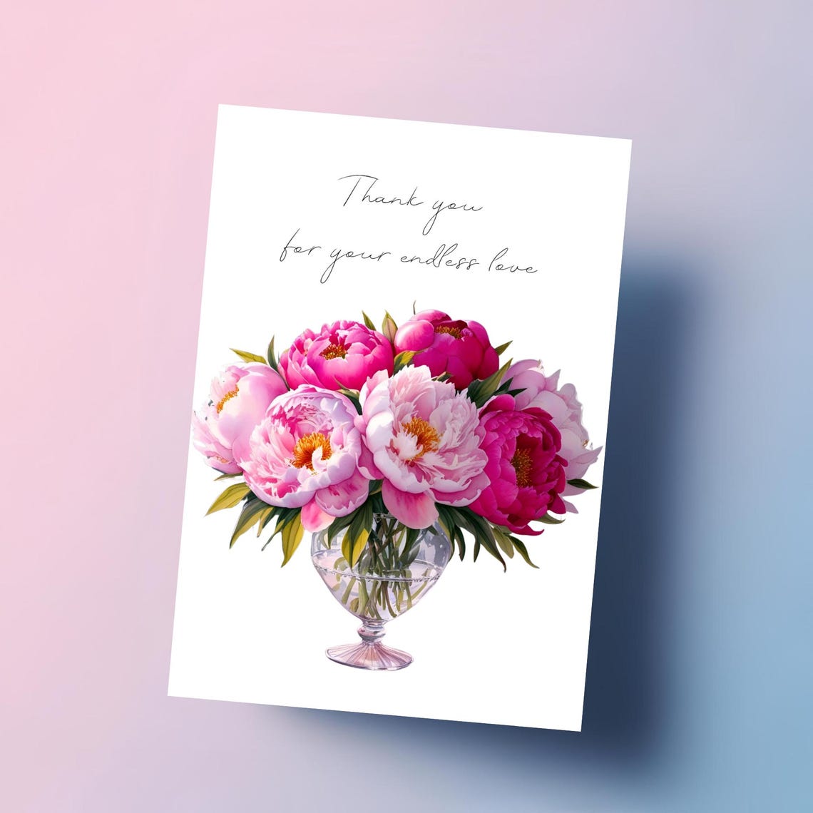 Mother's Day Card Printable | Thank You Mom Card | Peony Floral ...