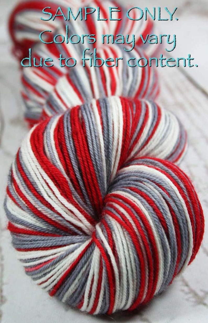 Red Gray White: Self Striping Merino Sock Yarn - Sports Team Colors ...