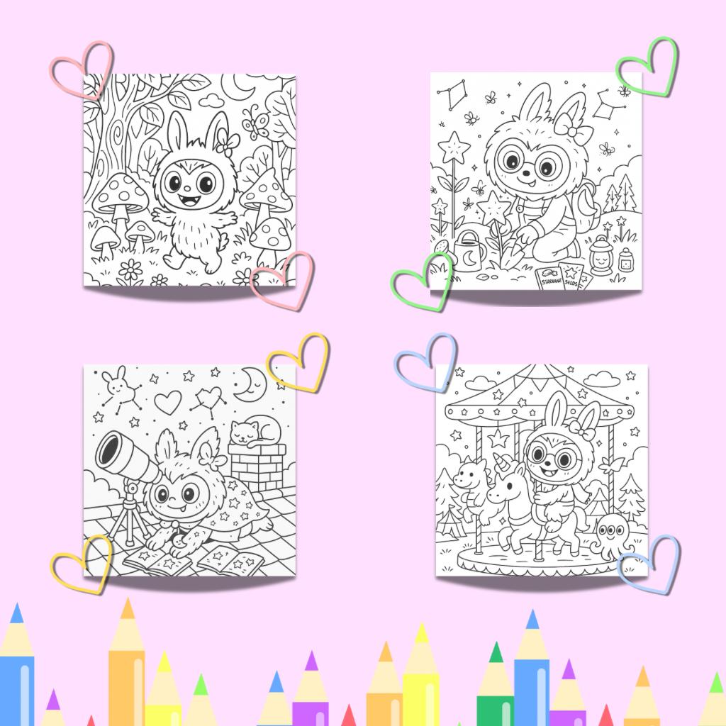 15 Labubu-inspired Coloring Pages – Instant Download - Etsy