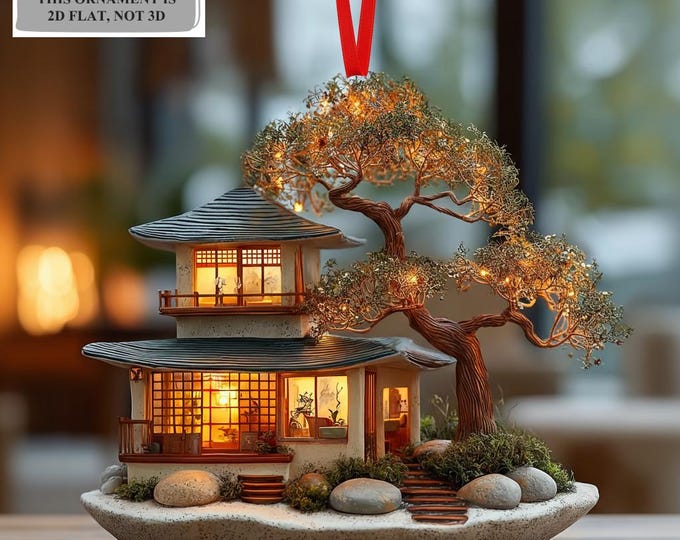 2D FLAT Japanese Tea House Diorama – LED Zen Garden House Model Decor ...