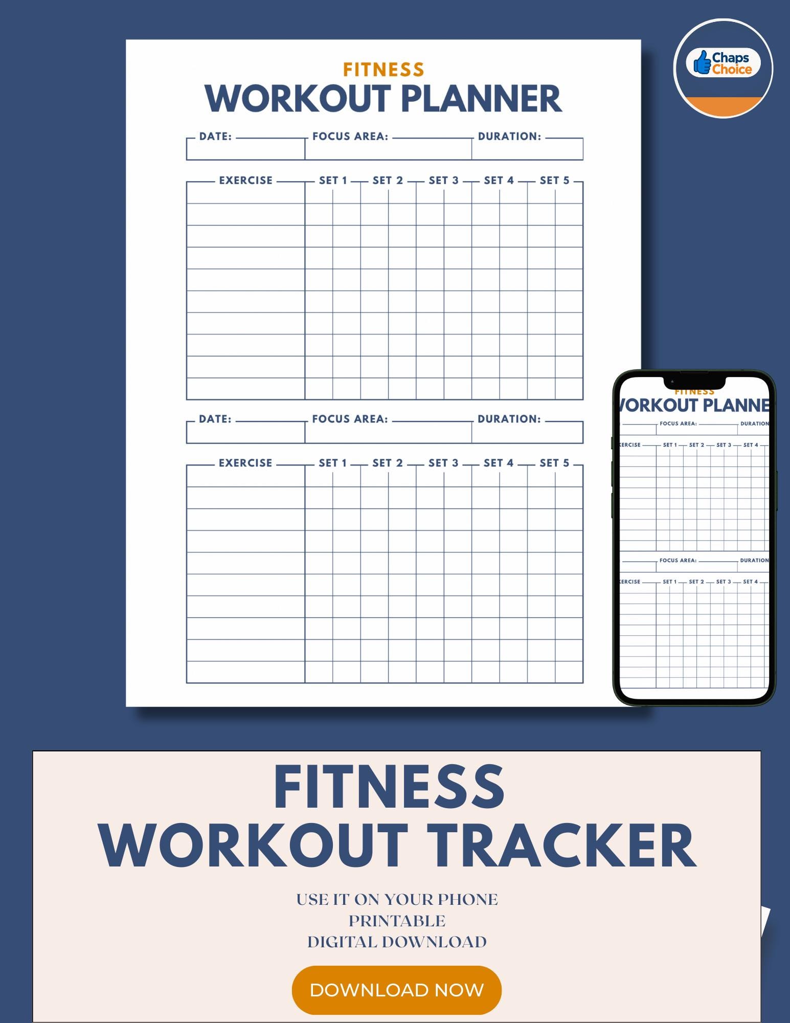 Digital Fitness Workout Tracker | Fillable PDF for iPhone | Workout Log ...