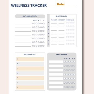 Wellness Tracker Printable | Self-care, Sleep, Habit Tracker PDF ...
