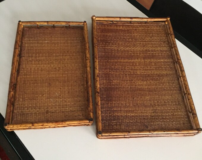 Bamboo Tray Stacking Set / Mid Century Trays/ Made in Hong - Etsy