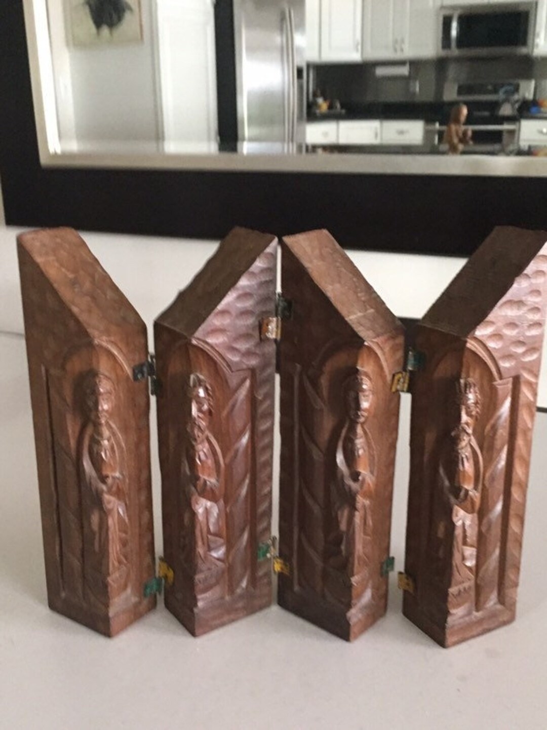 Triptych Art Carving/just REDUCED/ Wooden Carving Statue/unique Four ...