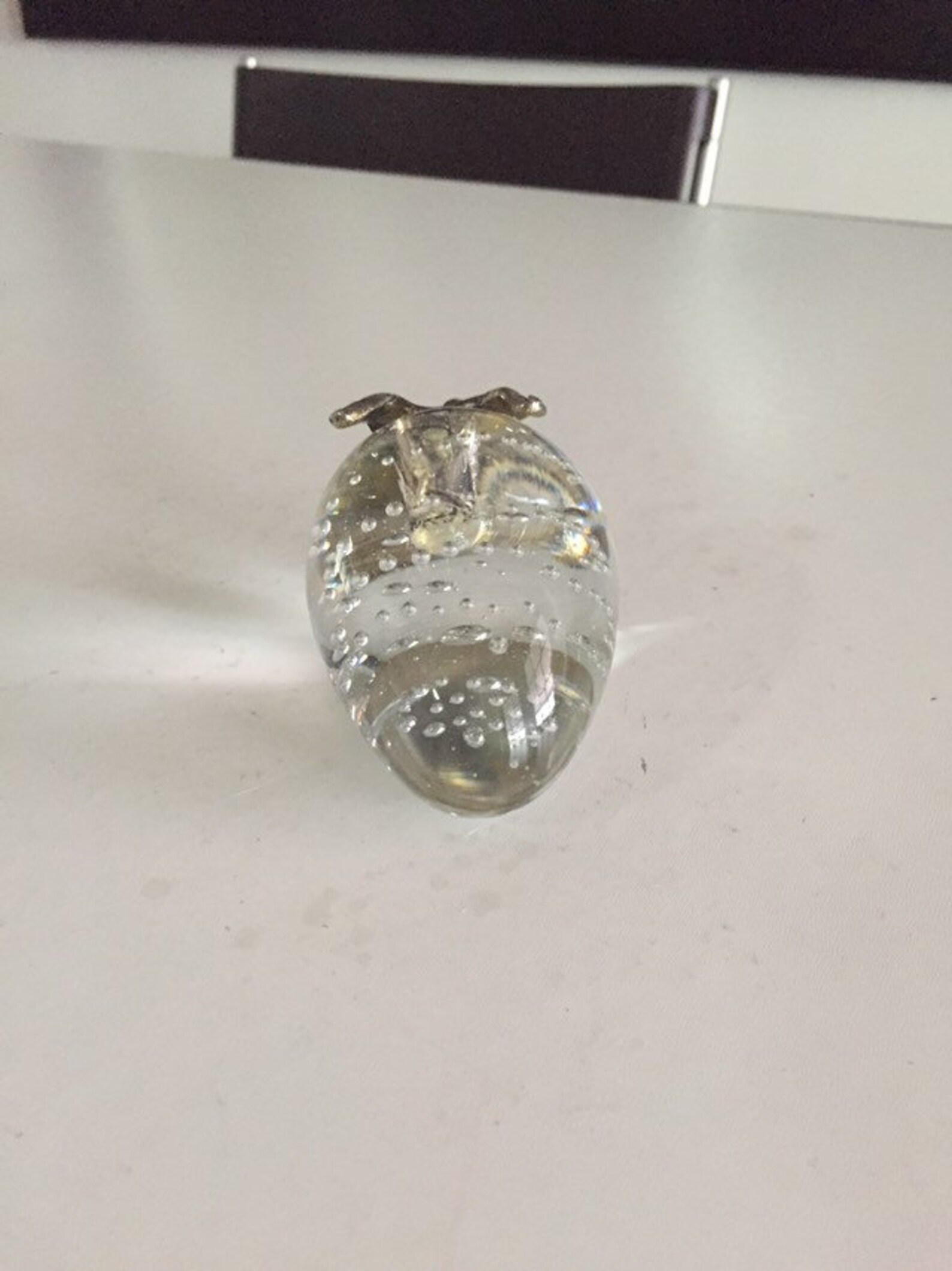 Strawberry Paperweight/ Glass and Metal Strawberry Paperweight/ Clear ...