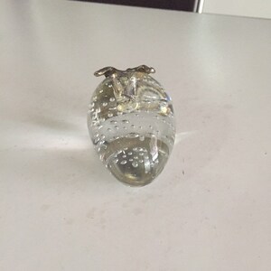 Strawberry Paperweight/ Glass and Metal Strawberry Paperweight/ Clear ...
