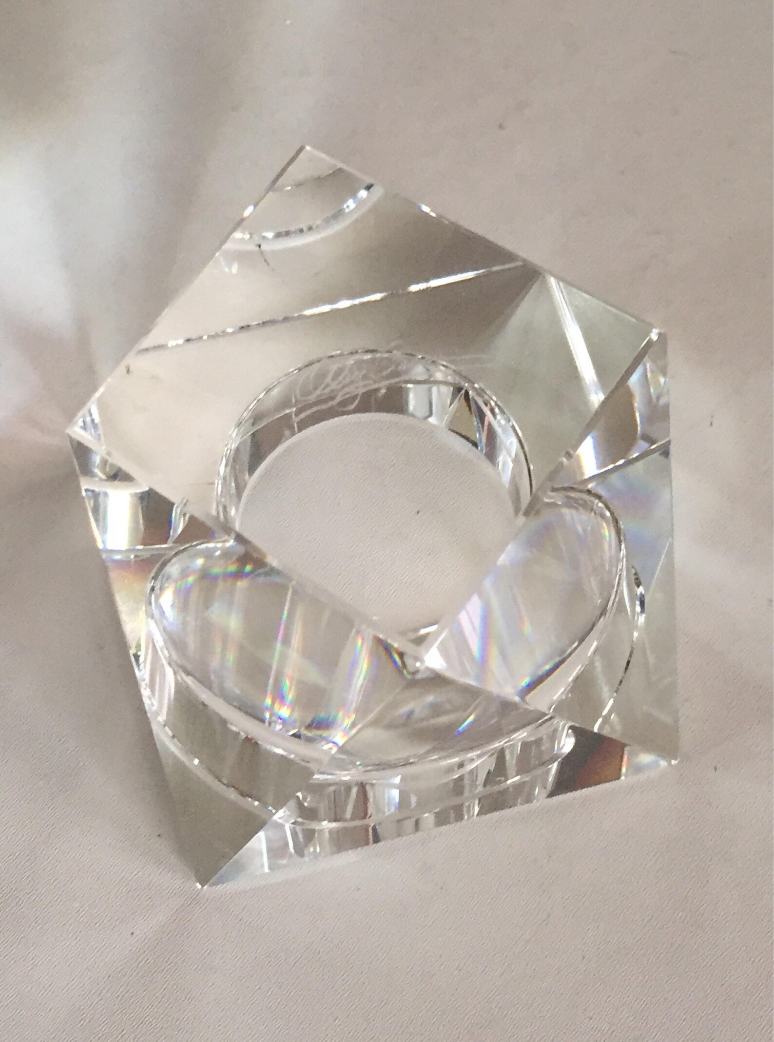 Oleg Cassini Crystal Candle Holder/prism Votive Candle - Etsy